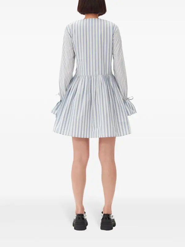 GANNI Stripe-print Mini Wrap Dress