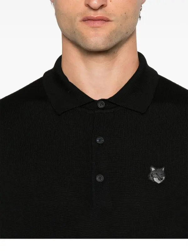 Maison Kitsuné Fox-motif Polo Shirt - Black