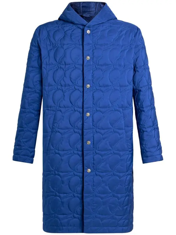 Etro Paisley-quilted Hooded Coat - Blue