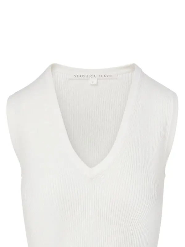 Veronica Beard Sid Ribbed Knit Top - White