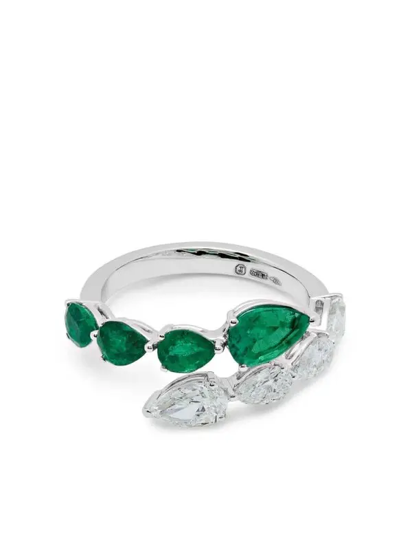 JEWELS AFICIONADO 18kt White Gold Emerald And Diamond Ring - Silver