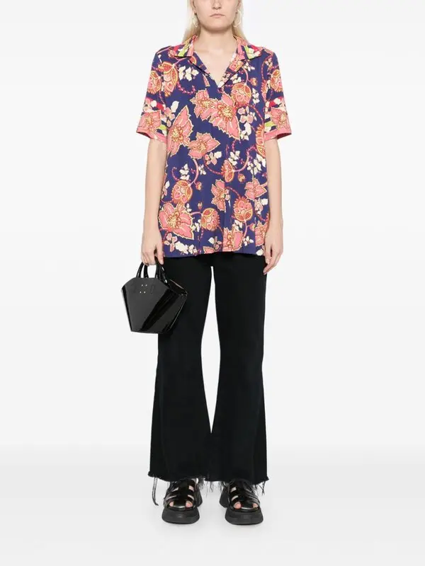 Johnny Was Montreux Floral Polo Top
