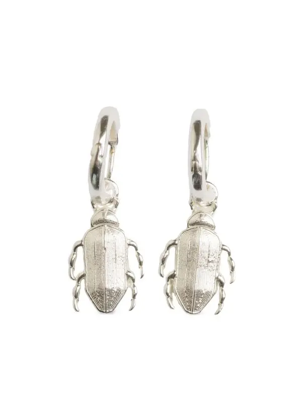 NATIA X LAKO Tiny Bug Hoop Earrings - Silver