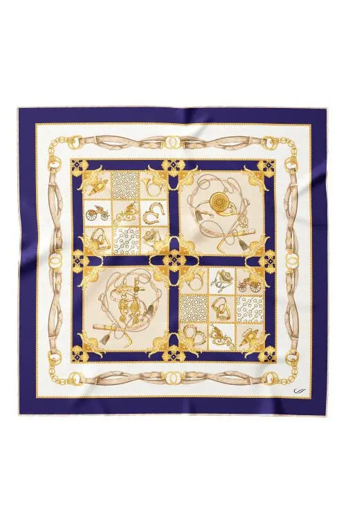ELIZABETTA Vittoriahand Rolled Silk Foulard For - Blue