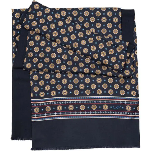 ELIZABETTA Palatinowool Backed Silk Scarf For - Navy And Yellow