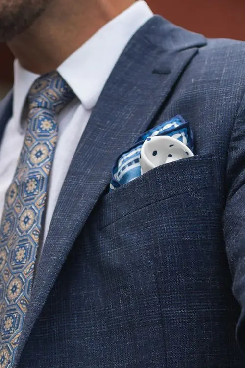 ELIZABETTA Poissilk Pocket Square For - Blue