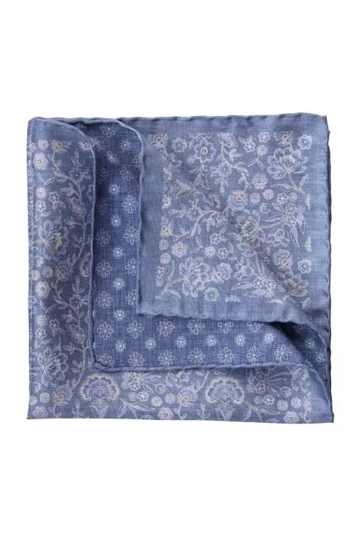 ELIZABETTA Pascaldouble Sided Silk Pocket Square For - Blue