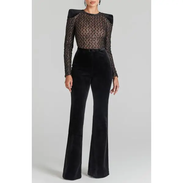 NADINE MERABI Amanda Long Sleeve Jumpsuit - Black