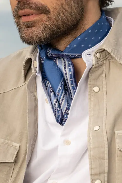 ELIZABETTA Veronahand Rolled Silk Neckerchief For - Blue