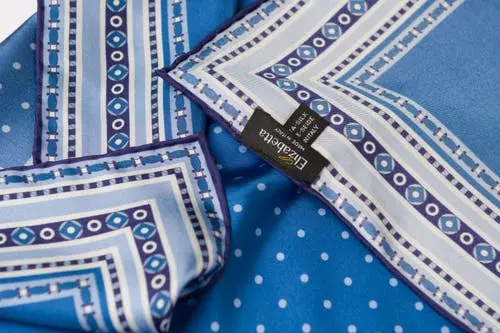 ELIZABETTA Veronahand Rolled Silk Neckerchief For - Blue
