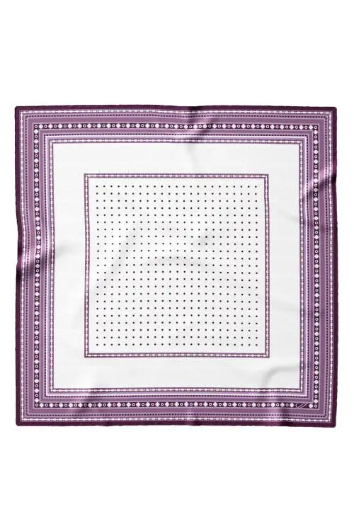 ELIZABETTA Veronahand Rolled Silk Neckerchief For - White And Lilac