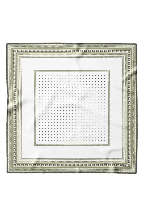 ELIZABETTA Veronahand Rolled Silk Neckerchief For - White And Sage