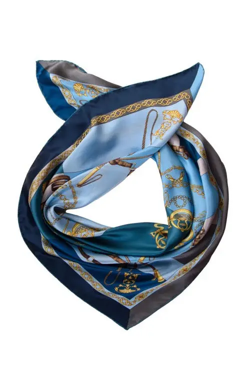 ELIZABETTA Gabriellahand Rolled Silk Foulard For - Azure