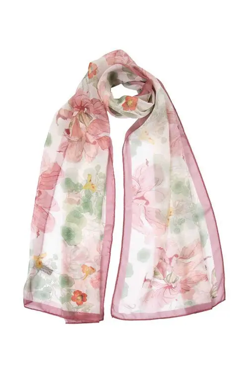 ELIZABETTA Moniquelong Sheer Silk Scarf For - Antique Rose