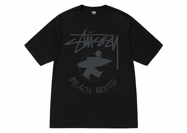 StÜssy Beach Roots Pigment Dyed Tee Shirt - Black
