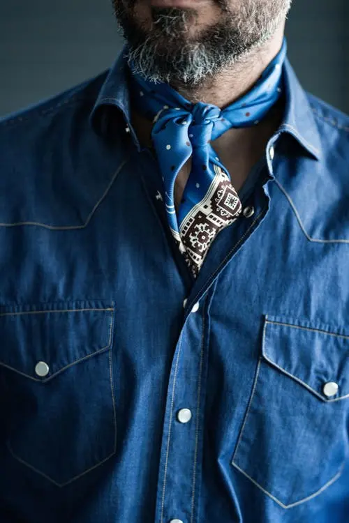 ELIZABETTA Bergamohand Rolled Silk Neckerchief For - Blue