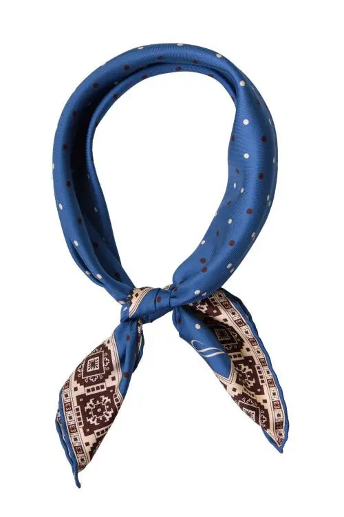 ELIZABETTA Bergamohand Rolled Silk Neckerchief For - Blue