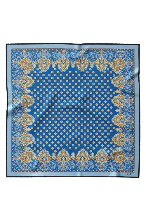 ELIZABETTA Filippohand Rolled Silk Neckerchief For - Azure