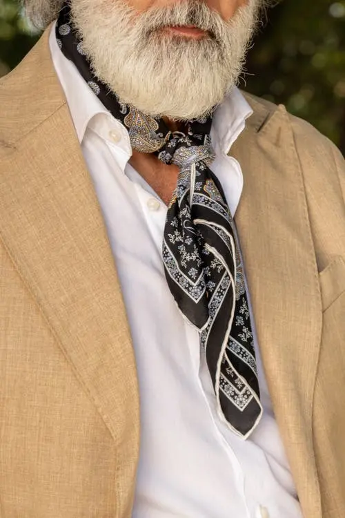 ELIZABETTA Filippohand Rolled Silk Neckerchief For - Black