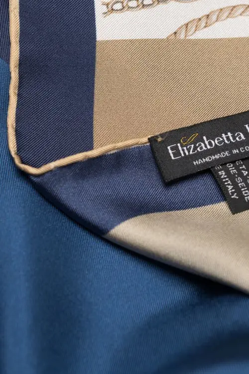 ELIZABETTA San Siro - Hand Rolled Silk Neckerchief For - Blue