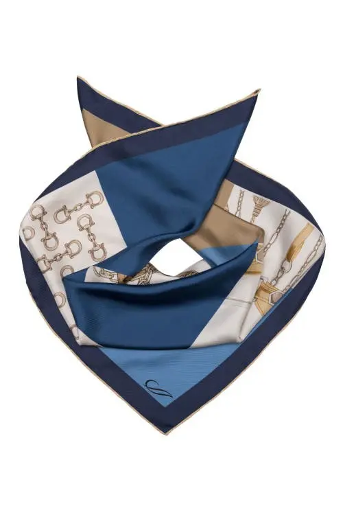 ELIZABETTA San Siro - Hand Rolled Silk Neckerchief For - Blue