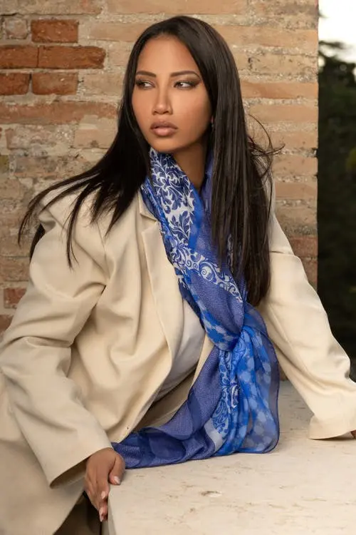 ELIZABETTA Dafnelarge Silk Scarf For