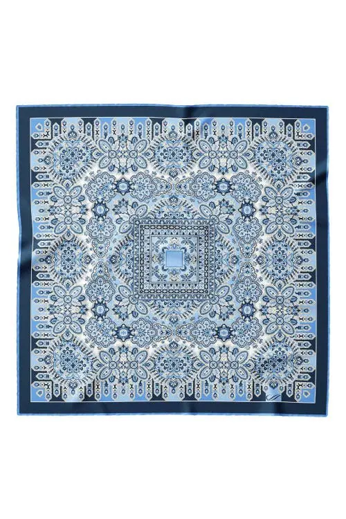 ELIZABETTA Messina - Hand Rolled Silk Neckerchief For - Azure