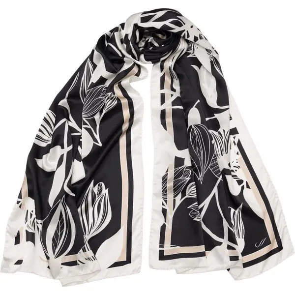 ELIZABETTA Carasilk Scarf/shawl For - Soft White And Black