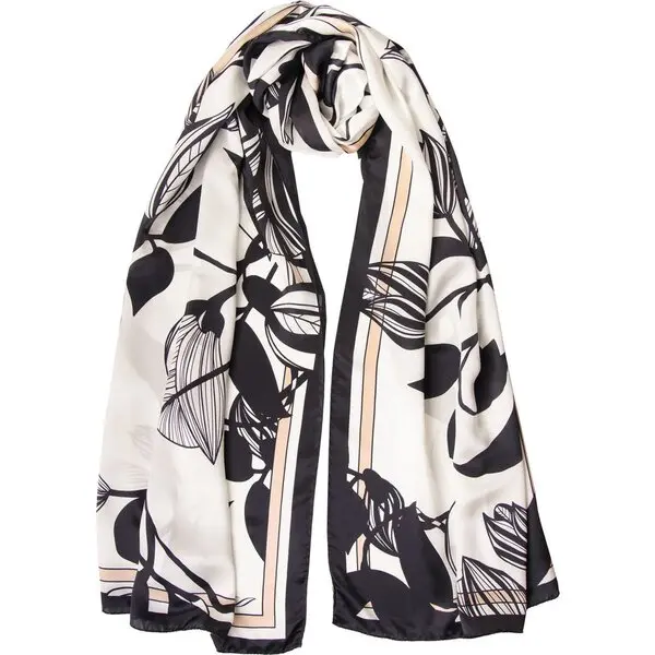 ELIZABETTA Carasilk Scarf/shawl For - Soft White And Black
