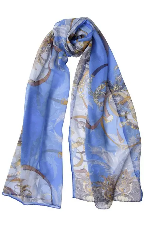 ELIZABETTA Alessandralong Sheer Silk Scarf For - Blue