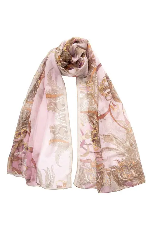 ELIZABETTA Alessandralong Sheer Silk Scarf For - Cameo Pink