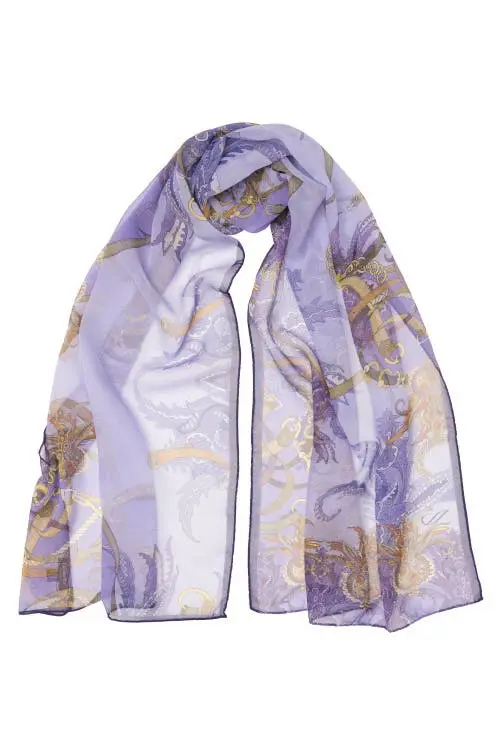 ELIZABETTA Alessandralong Sheer Silk Scarf For - Purple