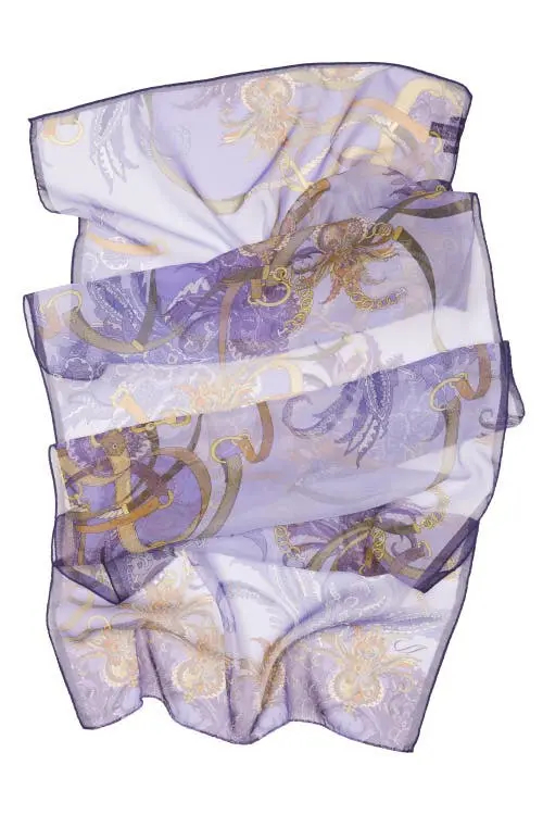 ELIZABETTA Alessandralong Sheer Silk Scarf For - Purple