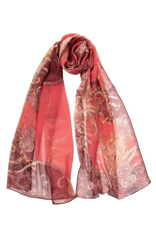 ELIZABETTA Alessandralong Sheer Silk Scarf For - Red