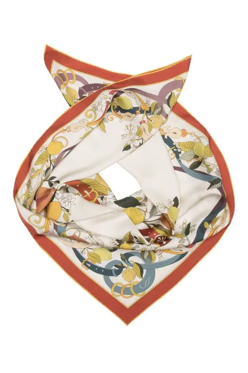 ELIZABETTA Anthea - Hand Rolled Silk Foulard For - Ivory