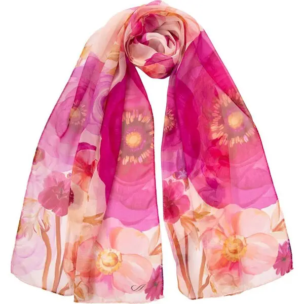ELIZABETTA Campo De' Fiorilong Sheer Silk Scarf For - Pink