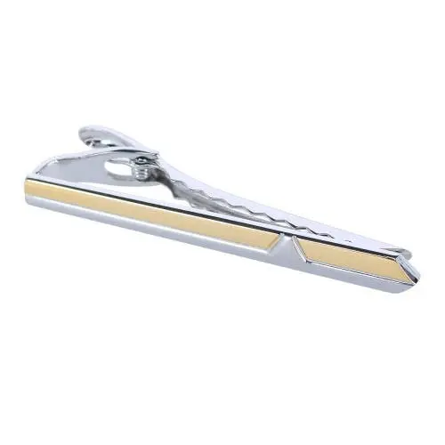 Trafalgar Brushed Rhodium And Shiny Gold Tie Bar - Brushed Rhodium And Gold