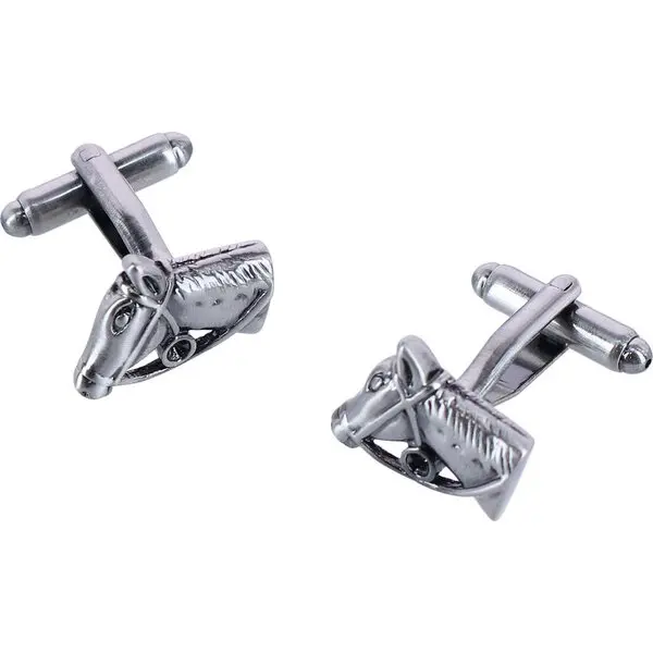 Trafalgar Off To The Races Horse Head Novelty Cufflinks - Silver