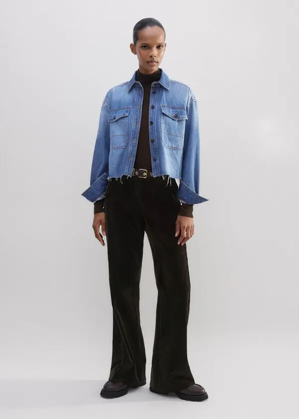ME+EM Cut-off Denim Shirt - Mid Blue