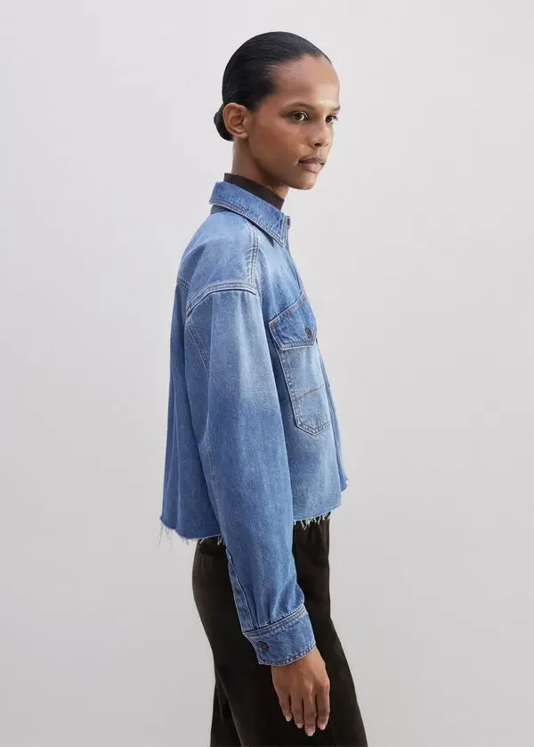 ME+EM Cut-off Denim Shirt - Mid Blue