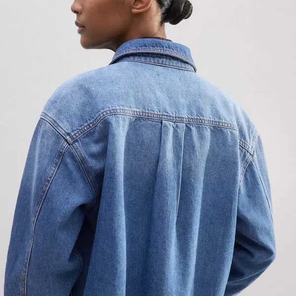 ME+EM Cut-off Denim Shirt - Mid Blue