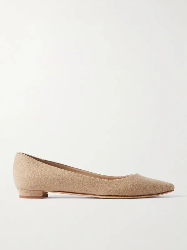 Manolo Blahnik Lanza Bb Wool Flats - Neutrals