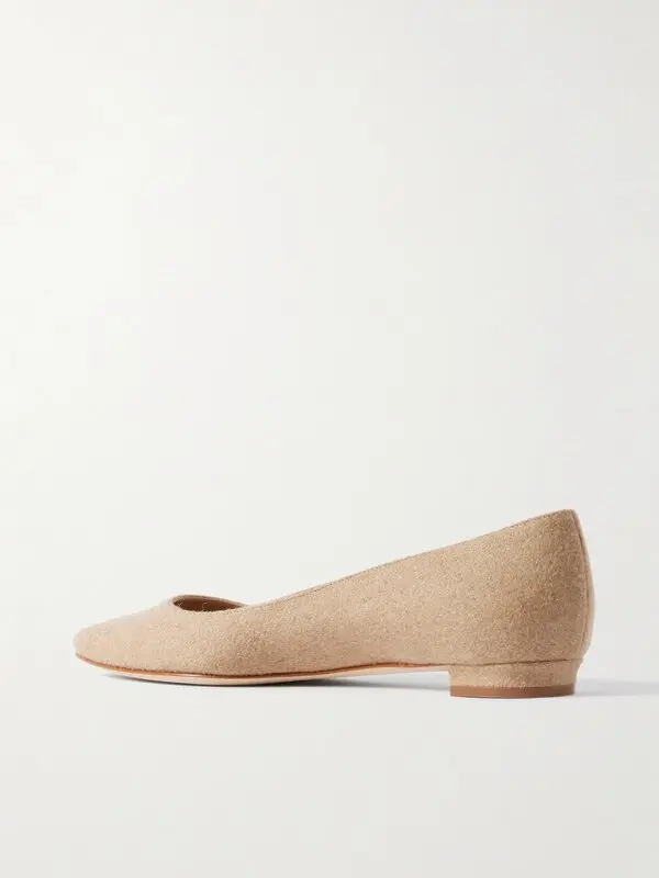 Manolo Blahnik Lanza Bb Wool Flats - Neutrals