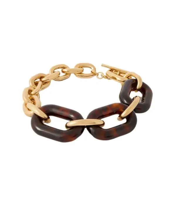 Rabanne Xl Link Oversized -tone And Tortoiseshell Necklace
