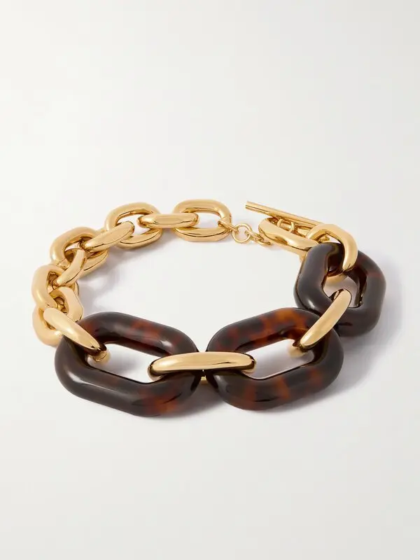 Rabanne Xl Link Oversized -tone And Tortoiseshell Necklace