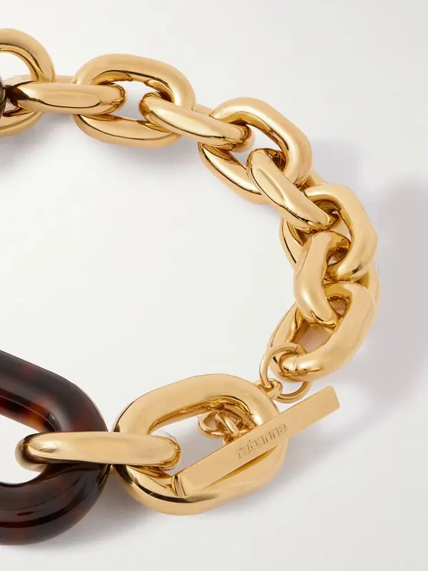 Rabanne Xl Link Oversized -tone And Tortoiseshell Necklace