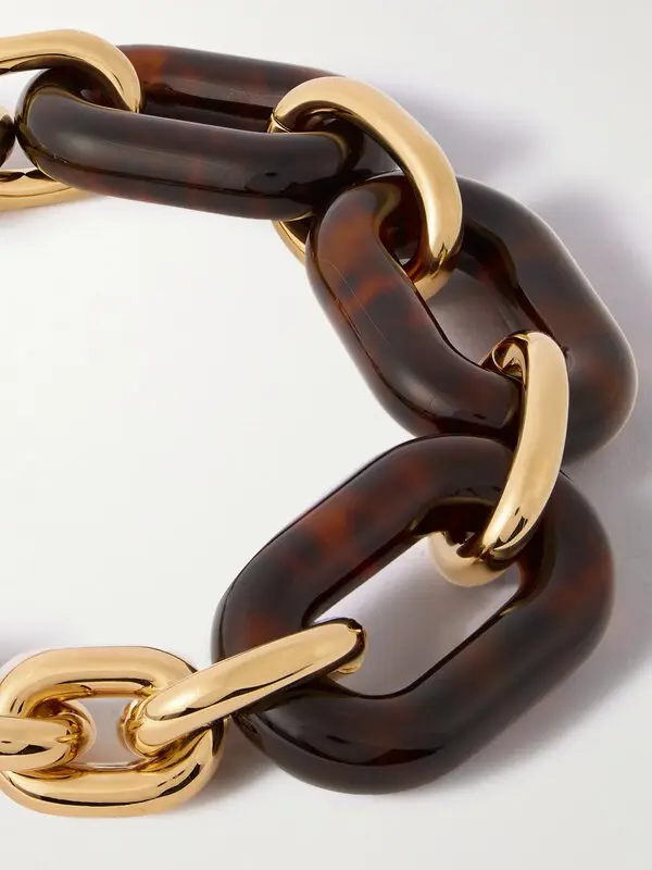 Rabanne Xl Link Oversized -tone And Tortoiseshell Necklace