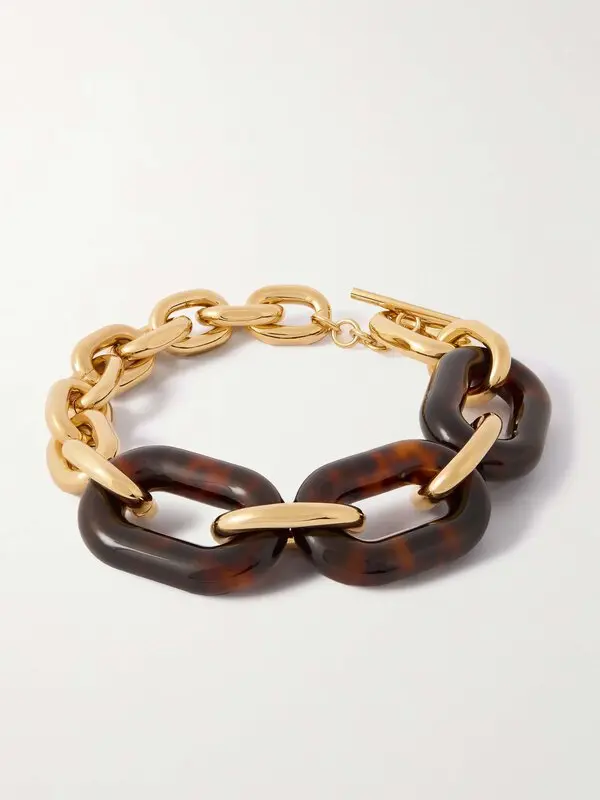Rabanne Xl Link Oversized -tone And Tortoiseshell Necklace