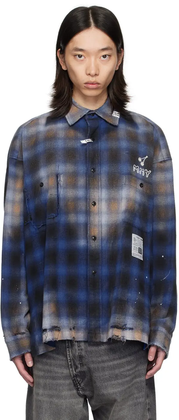 Mihara Yasuhiro Check Shirt In Blue - 35% Off | Editorialist