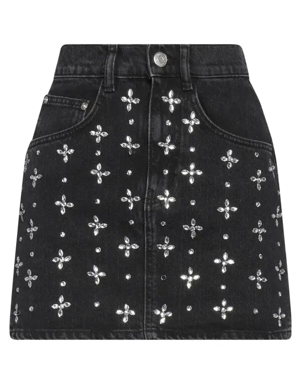 Maje Denim Pencil Skirt With Crystals